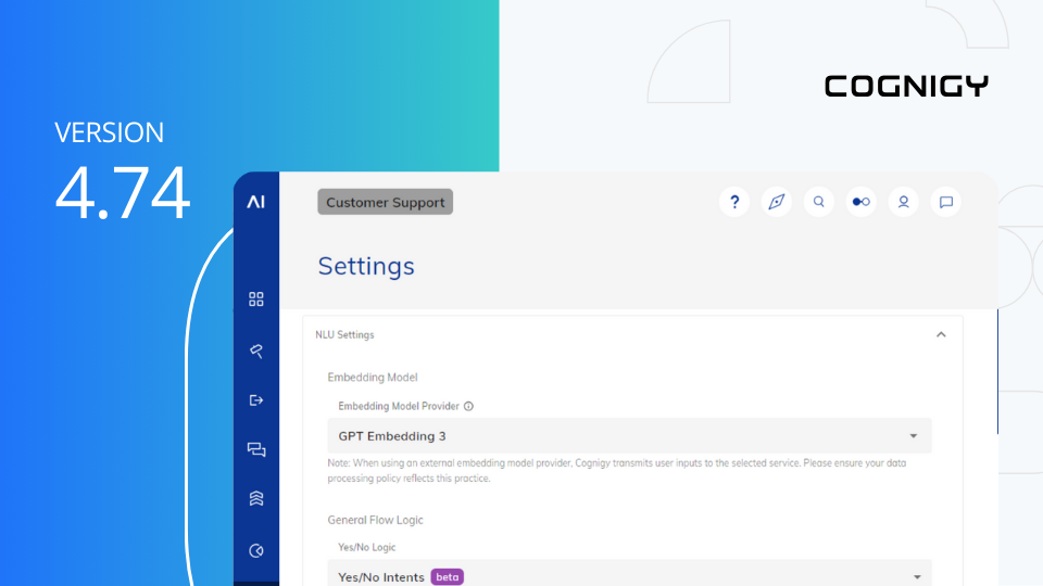 Hybrid AI for Intent Recognition, Expansive GenAI Model Support and More with Cognigy.AI v4.74